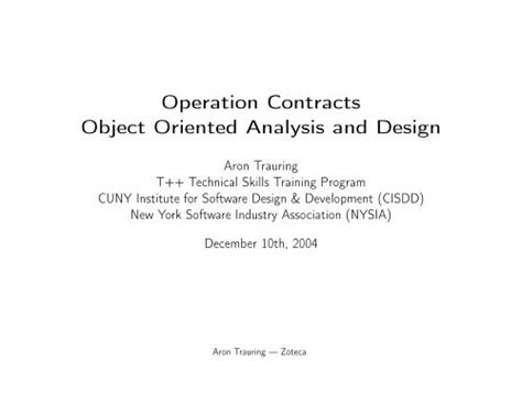 Operation Contracts Object Oriented Analysis And Design