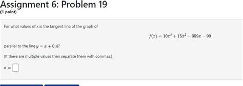 Solved Assignment 6 Problem 19 1 Point For What Values Of Chegg Com