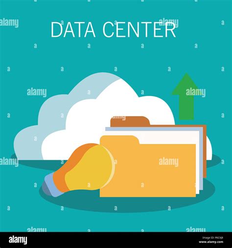 Data Center Technology Folder And Cloud Computing Vector Illustration