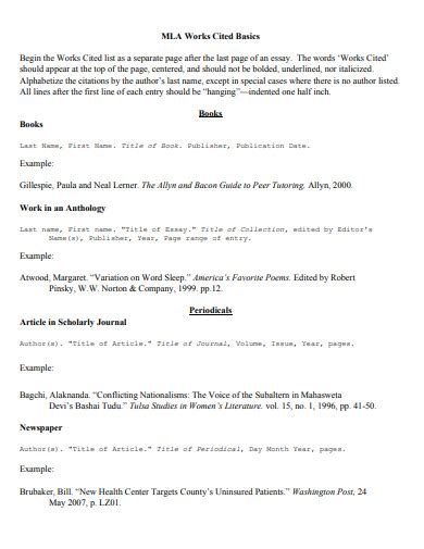 24 Mla Works Cited Page Examples To Download