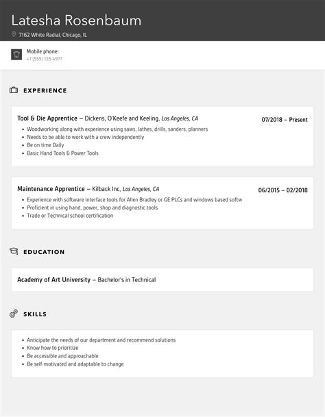 Apprentice Resume Samples Velvet Jobs