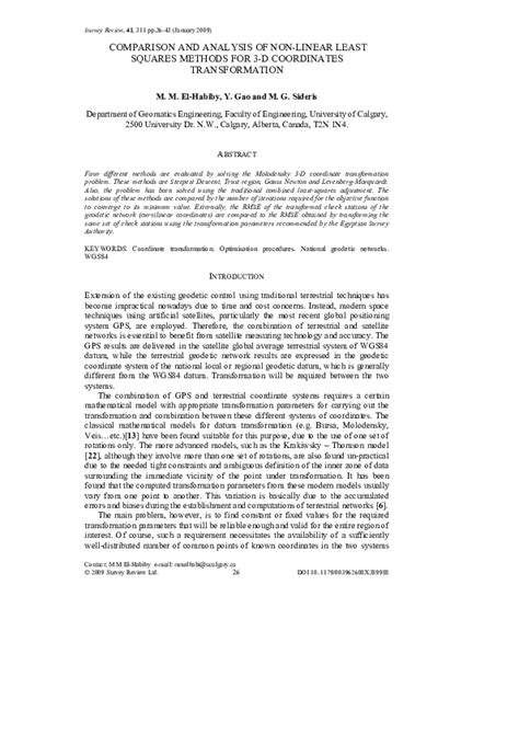 pdf linear versus non linear least squares adjustment with emphasis