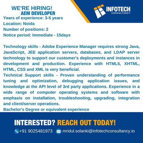 We Are Hiring Aem Developer 3 5 Years Experience For Noida Location Mridul Solanki