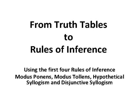 From Truth Tables To Rules Of Inference Using