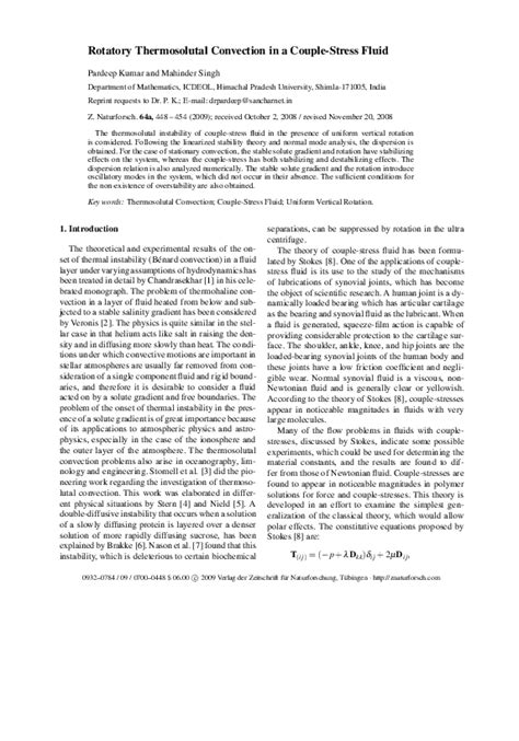 Pdf Rotatory Thermosolutal Convection In A Couple Stress Fluid
