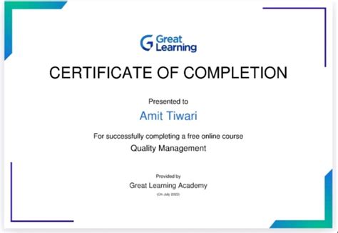 Amit Tiwari On Linkedin Hi All I Have Successfully Completed The Quality Management Course