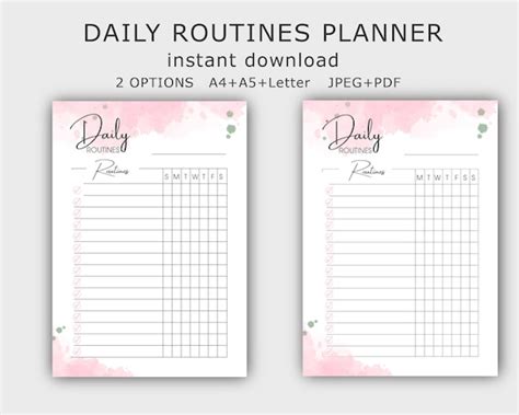 Daily Routine Checklist Printable Daily Planner Canva Etsy