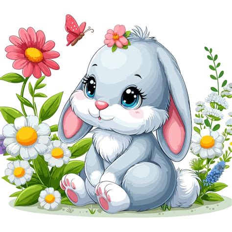 귀여운 토끼 터 만화 일러스트레이션 프리미엄 Ai 생성 벡터