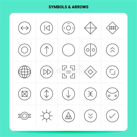 Outline 25 Symbols And Arrows Icon Set Vector Line Style Design Black
