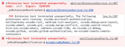 Vscode Extension Host Terminated Unexpectedly Editors And Ides The