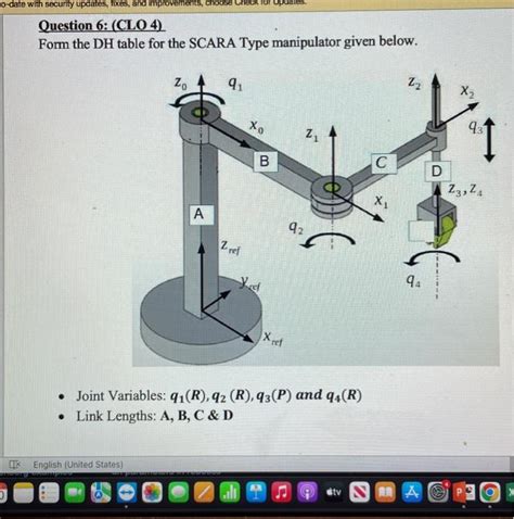 solved question 6 clo 4 form the dh table for the scara