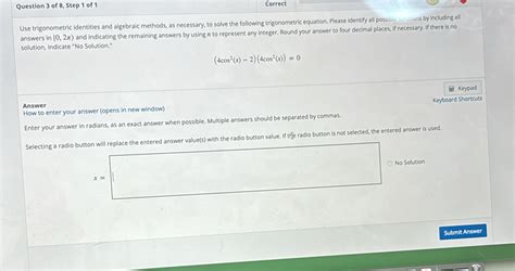 solved question 3 of 8 step 1 of 1 correct use trigonometric