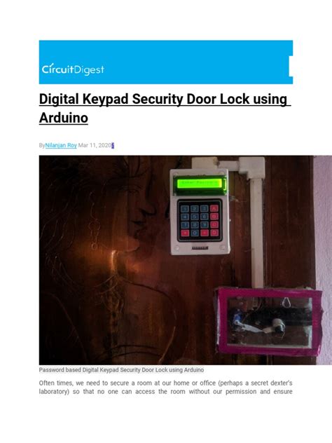 Digital Keypad Security Door Lock Using Arduino Nilanjan Roy Pdf