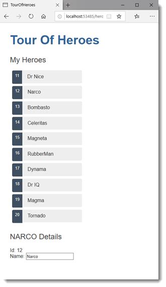 Tour Of Heroes Tutorial Displaying A List Learn Blazor