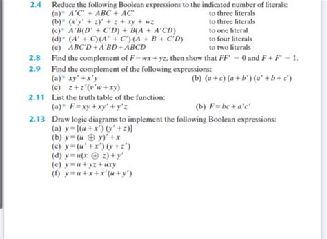 Solved 24 Reduce The Following Boolean Expressions To The