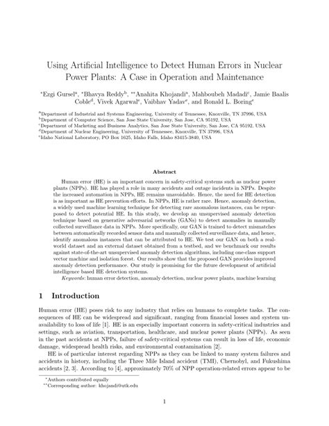 pdf using artificial intelligence to detect human errors in nuclear power plants a case in
