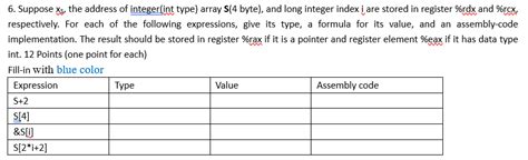 6 suppose xs the address of integer int type array
