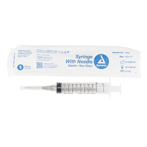 Syringe Non Safety With Needle 10cc Luer Lock 22g 1 Needle Length