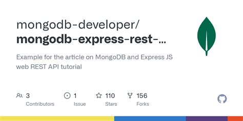 Github Mongodb Developer Mongodb Express Rest Api Example Example For The Article On Mongodb