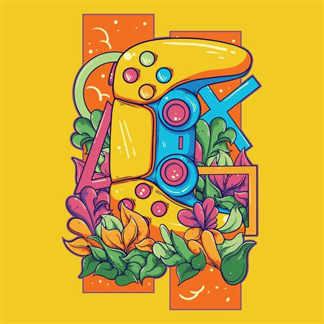 Vector Illustration Colorful Controller On The Plant Vintage Illustration Vector Art At