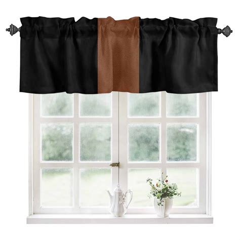 Black Brown Kitchen Valances For Windows 54x18 Inch Kitchen Curtains