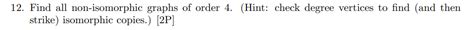 Solved Find All Non Isomorphic Graphs Of Order Hint Chegg