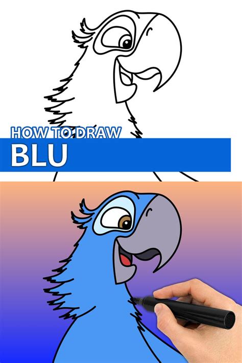 How To Draw Blu From Rio Disney Character Drawings Easy Drawings Drawing Tutorial