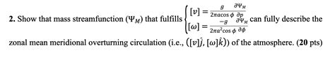 2 Show That Mass Streamfunction Ψm That Fulfills