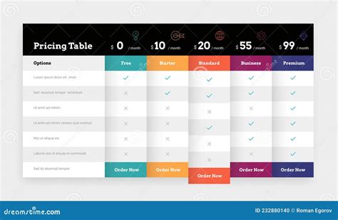 Comparison Table Chart Vector Compare Template Versus Layout Design Comparision