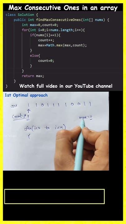 Max Consecutive O Nes In Array In Java In Telugu Amazon Tcs Interview Question Dsa Java
