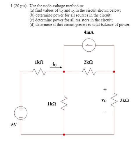 SOLVED Use The Node Voltage Method To A Find Values Of Vo And Io In The Circuit Shown Below B