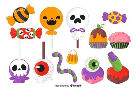 Free Vector Hand Drawn Halloween Candy Collection How To Draw Hands Vector Free Halloween