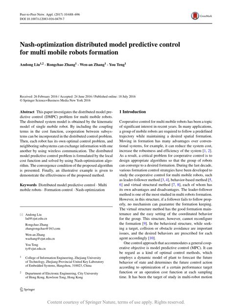 Nash Optimization Distributed Model Predictive Control For Multi Mobile
