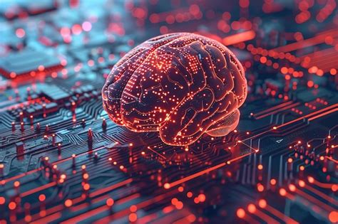 Premium Photo A Glowing Digital Brain On A Circuit Board Symbolizing