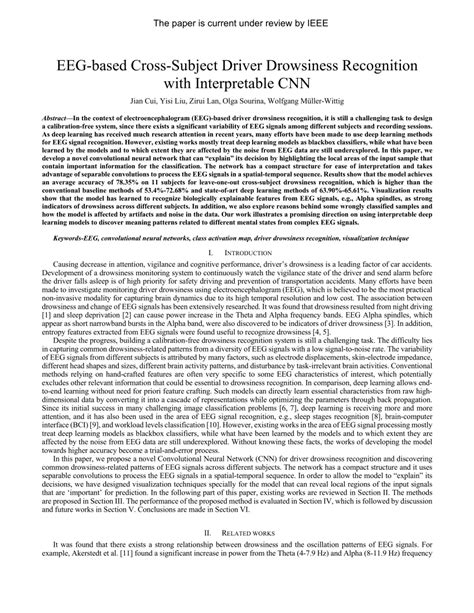Pdf Eeg Based Cross Subject Driver Drowsiness Recognition With