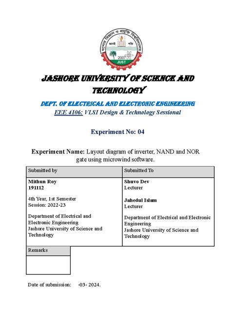 Exp 04 Layout Diagram Of Inverter Nand And Nor Gate Using Microwind Software Jashore