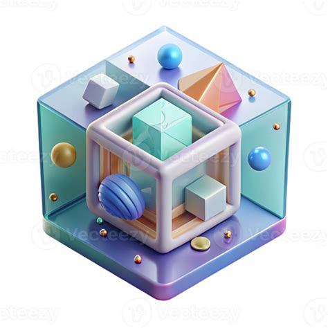 Beautiful Vintage Isometric Data Cube Visualization Cutout For