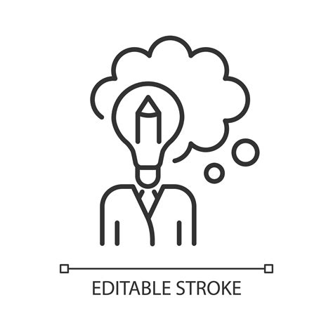 Design Thinking Linear Icon Imagination And Inspiration Easy Problem