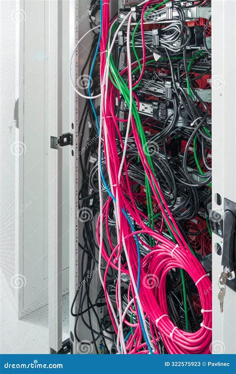 Network Cables Connected Into Server Inside Data Center Stock Image Image Of Information