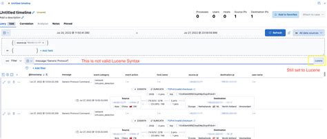 Security Solution Selecting Lucene Query Syntax In The Timeline Creationedit Page Does