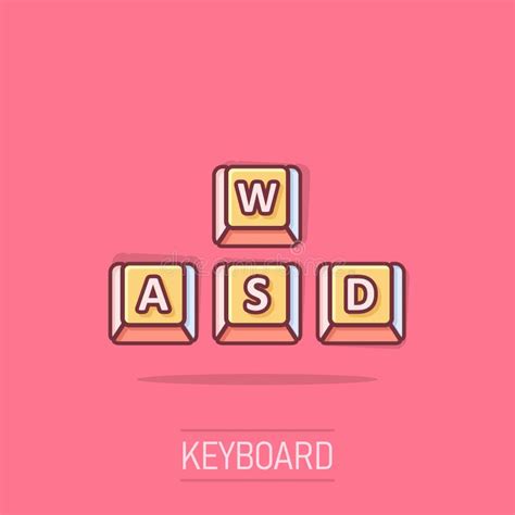 Wasd Button Icon In Comic Style Keyboard Cartoon Vector Illustration On Isolated Background