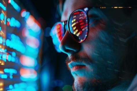 Young Programmer Coding On A Computer Surrounded By Glowing Code And Data Streams With A