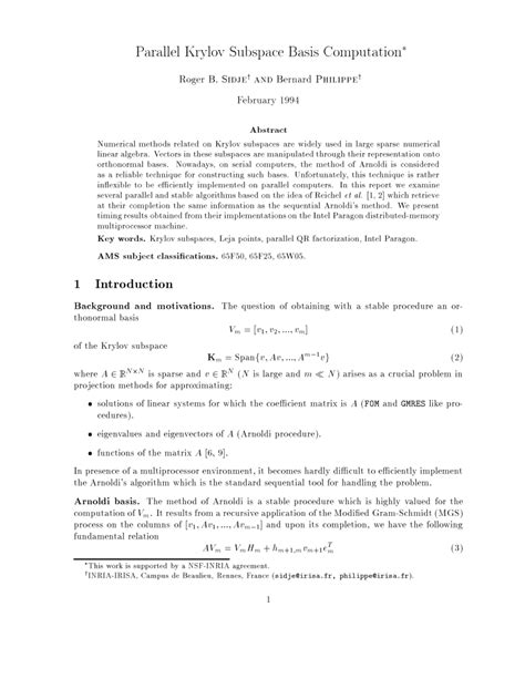 pdf parallel krylov subspace basis computation