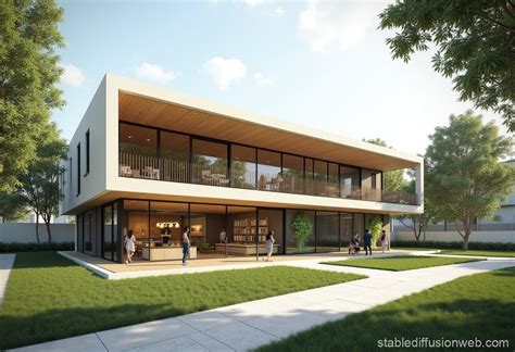 Cultural Center With Angular View Stable Diffusion Online