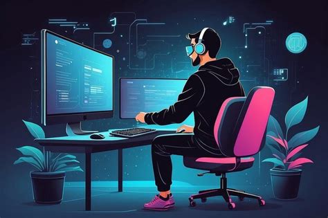 Premium Photo Virtual Hackathon Or Coding Challenge Vector Flat Style Illustration