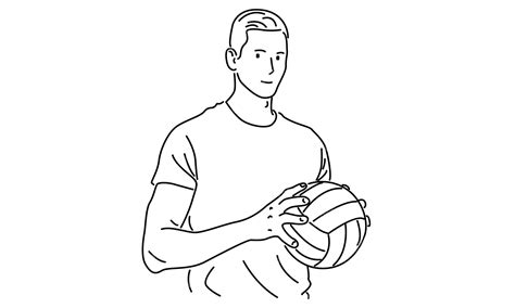 배구 선수의 라인 아트 프리미엄 벡터