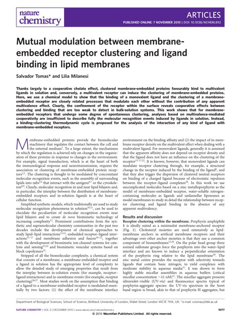 Pdf Mutual Modulation Between Membrane Embedded Receptor Clustering And Ligand Binding In