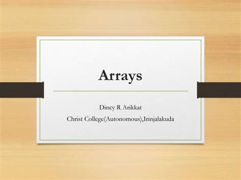 Presentation On Array Pptx