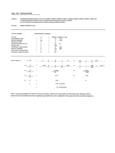 Pile Set Calculation Kl Alam Reka Bina Sb Pdf