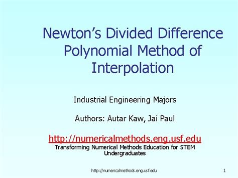 Newtons Divided Difference Polynomial Method Of Interpolation Industrial